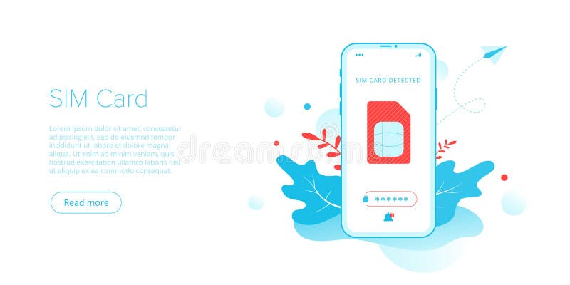 SIM Card Concept in Isometric Vector Illustration. Mobile Network with ...