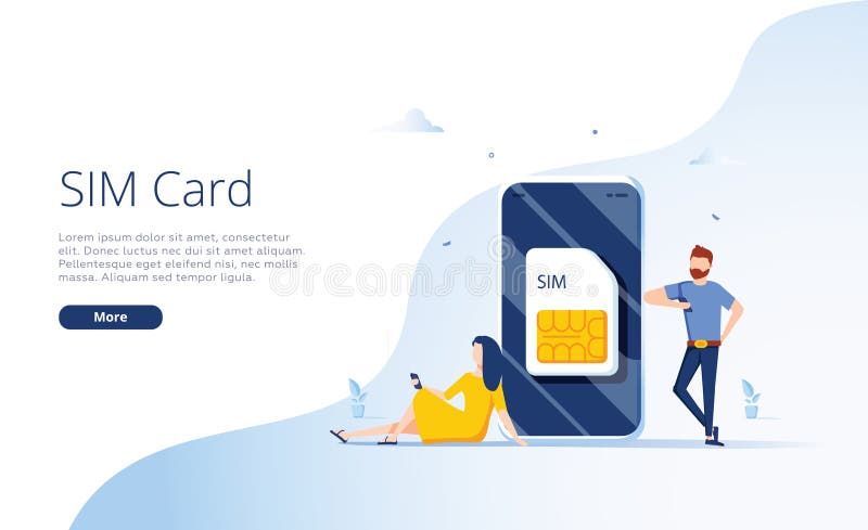 SIM Card Concept in Vector Illustration. Mobile Network with Esim ...