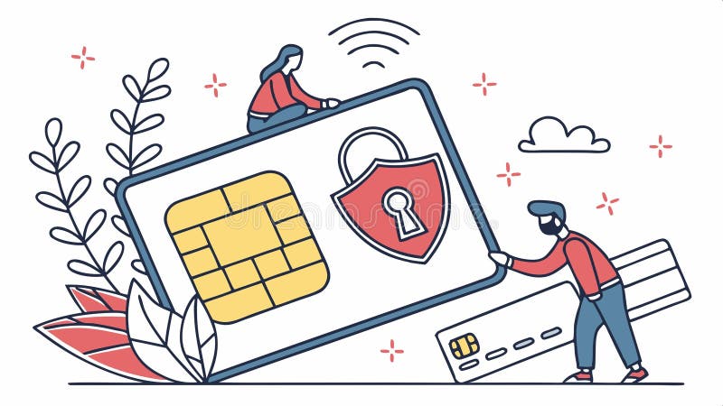 SIM Card with Credit Card and Lock, Online Security and Data Protection ...