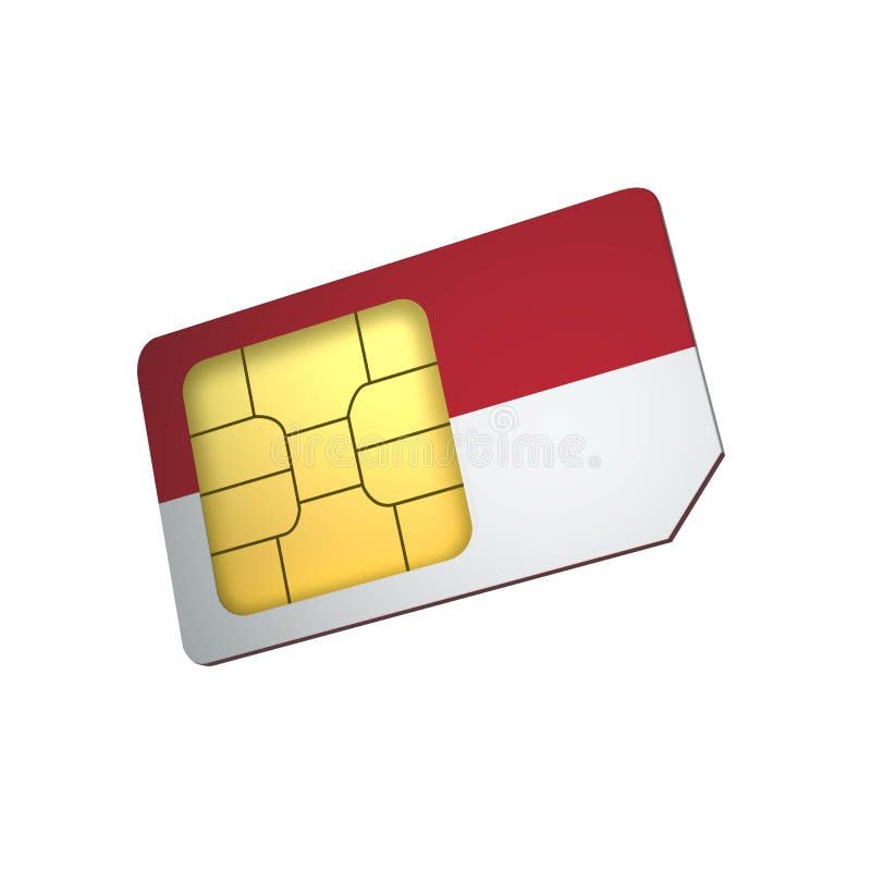 SIM Card with Flag of Indonesia a Concept of Indonesian Mobile Operator ...
