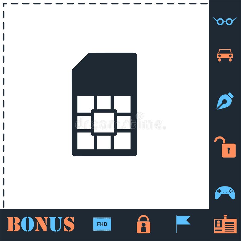 SIM card icon flat stock vector. Illustration of equipment - 146614016