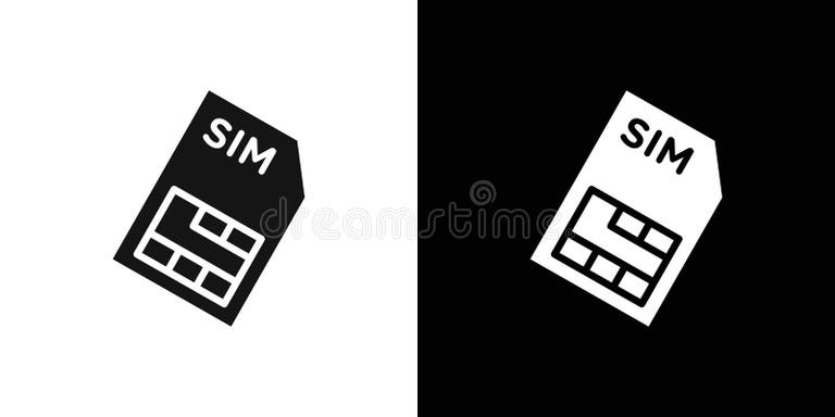 Sim Card Icon Flat Vector Set Outline Stock Vector - Illustration of ...