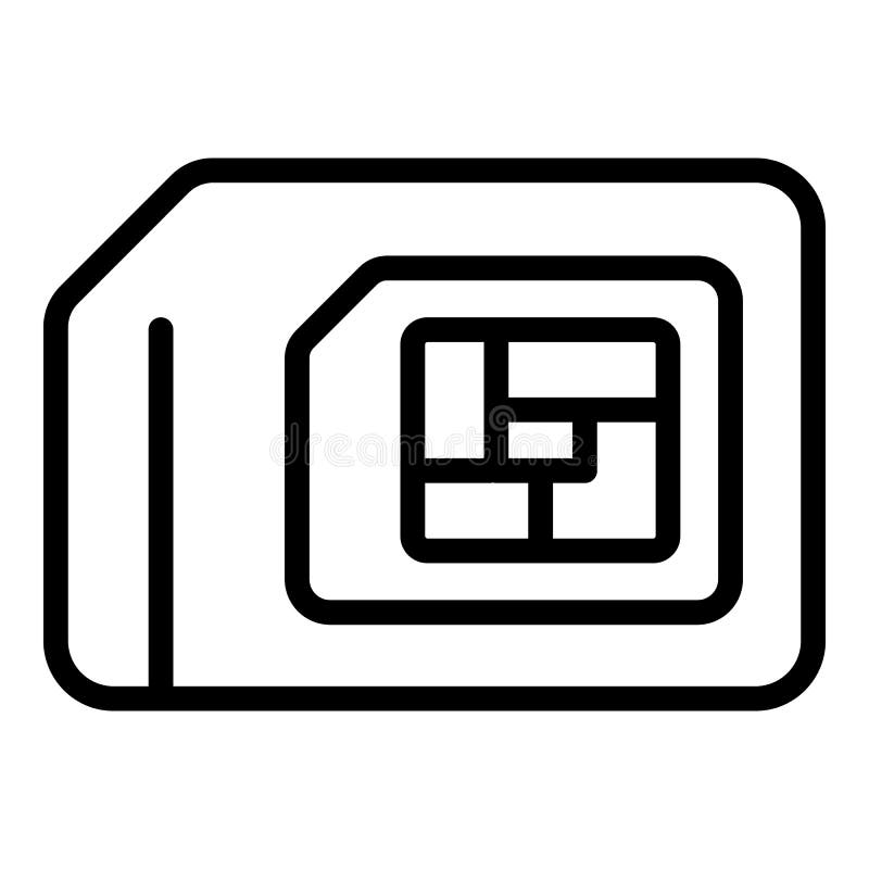 Sim Card Icon, Outline Style Stock Vector - Illustration of portable ...