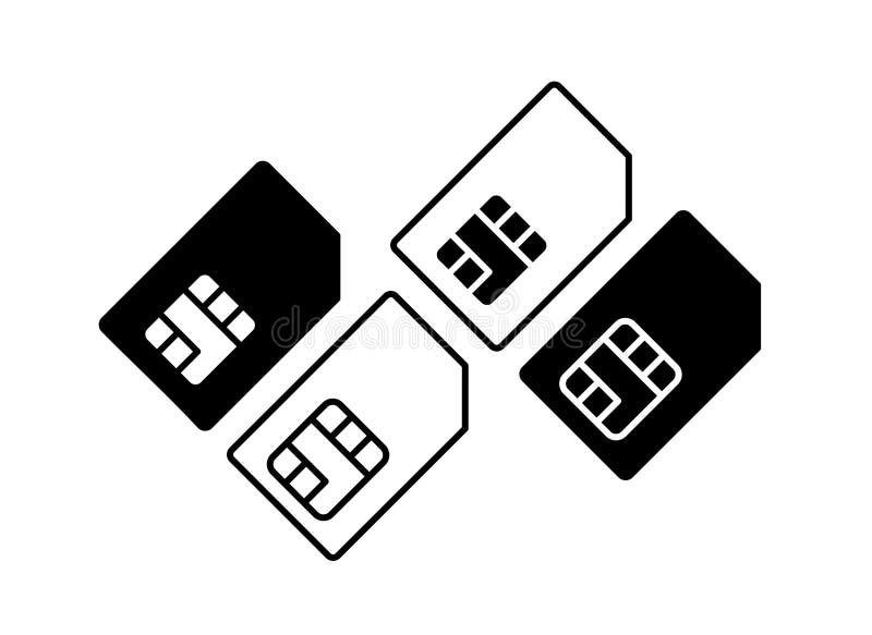 SIM Card Icons Set. Subscriber Identification Module. Micro Card for ...