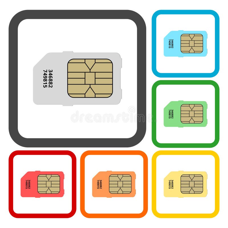 Sim card icons set stock vector. Illustration of equipment - 85602597