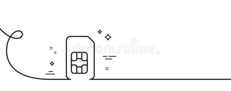 Sim Card Line Icon. Phone Cellular Data Sign. Continuous Line with Curl ...