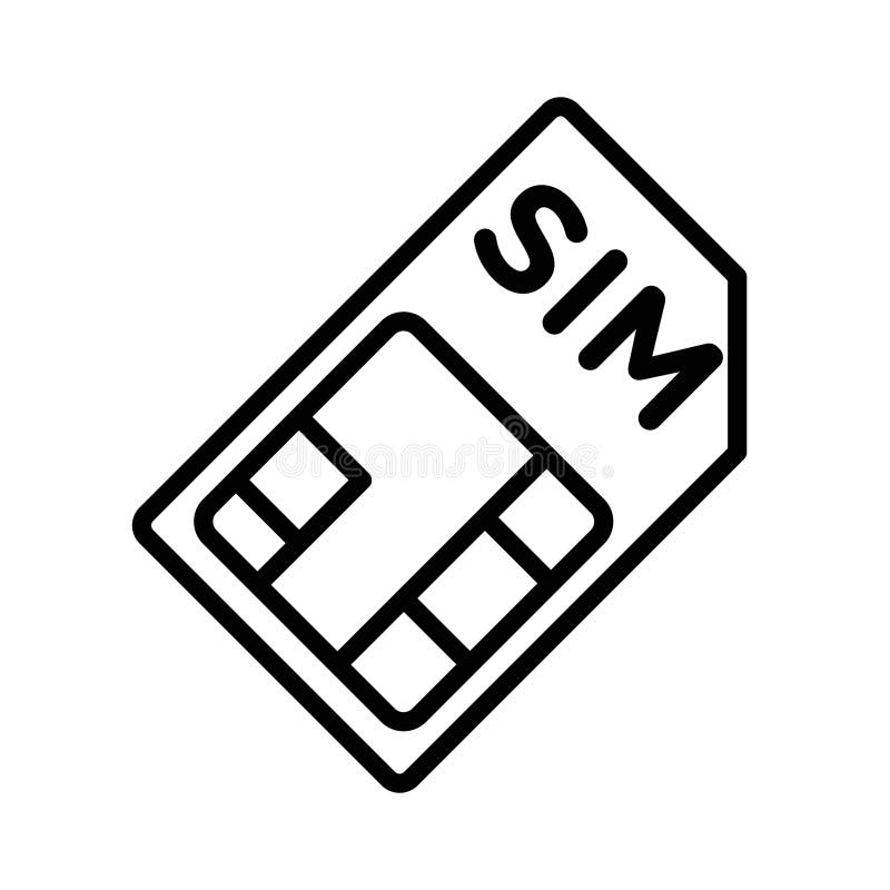 Sim Card Linear Logo Mark in Black and White Stock Vector ...