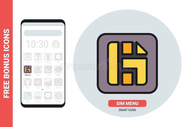 Sim Card or Sim Menu Application Icon for Smartphone, Tablet, Laptop or ...