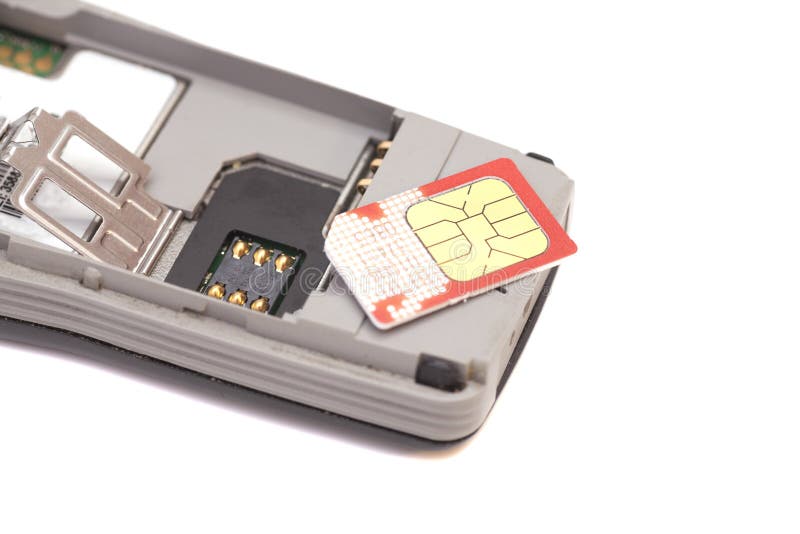 SIM card on mobile phone stock photo. Image of information - 112134586