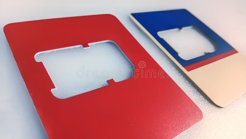 Sim Card Outer Card Red and Blue Stock Photo - Image of morning ...