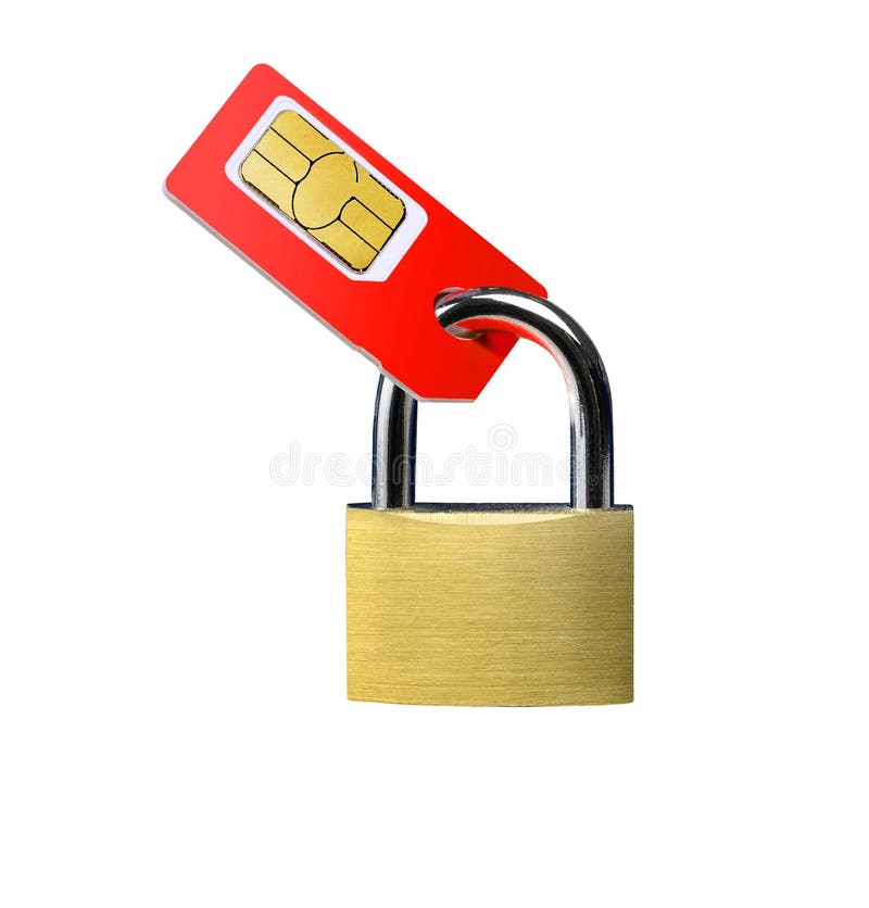 Sim Card with Padlock Isolated on White Stock Photo - Image of ...