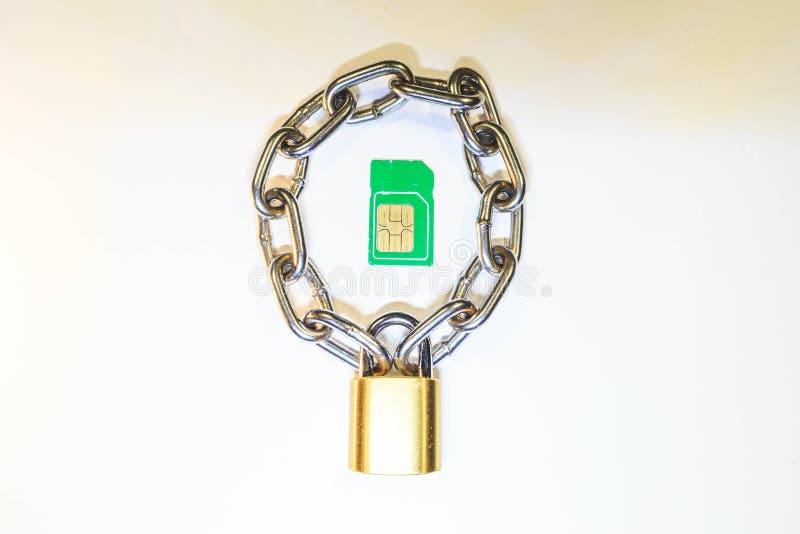 SIM Card is Protected by a Lock with a Chain Stock Photo - Image of ...
