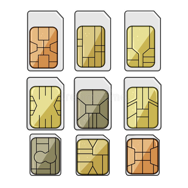 Sim Card Set Cartoon Vector Illustration Stock Vector - Illustration of ...