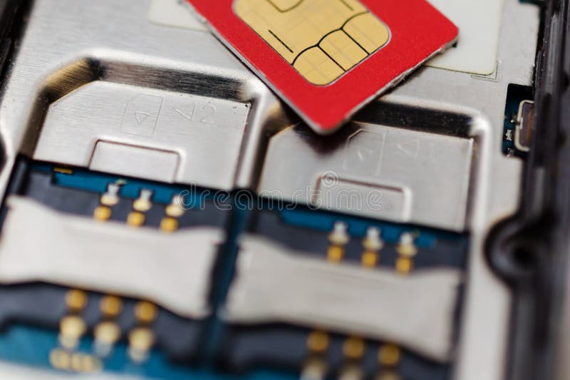 Two SIM Card Slots in Old White Mobile Phone Close Up Stock Photo ...