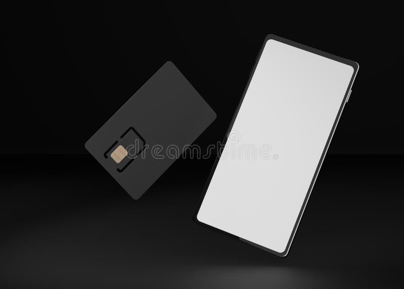 Sim Card and Smartphone with Blank Screen Stock Illustration ...