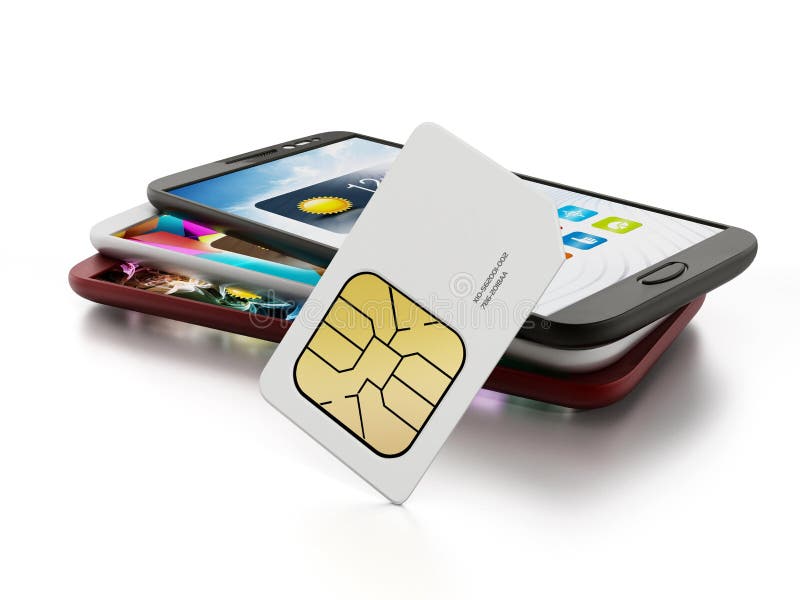 SIM card with smartphones stock image. Image of isolated - 42448373
