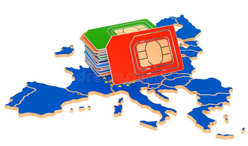 Sim Cards on the European Union Map. Mobile Communications, Roaming in ...