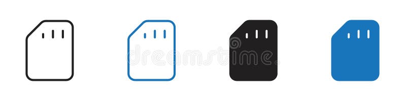 Sim Icon Vector Set Outline Stock Illustration - Illustration of ...