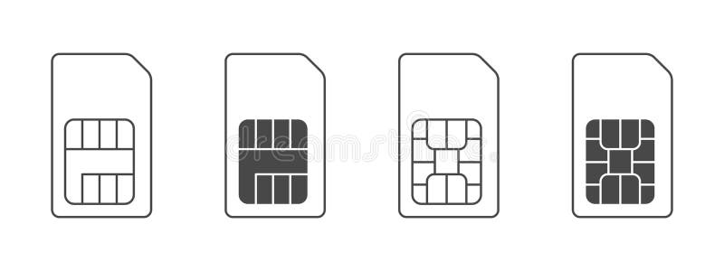 SIM Icons Set. Linear Icons of Sim Cards. Simple Icons of Sim Cards of ...