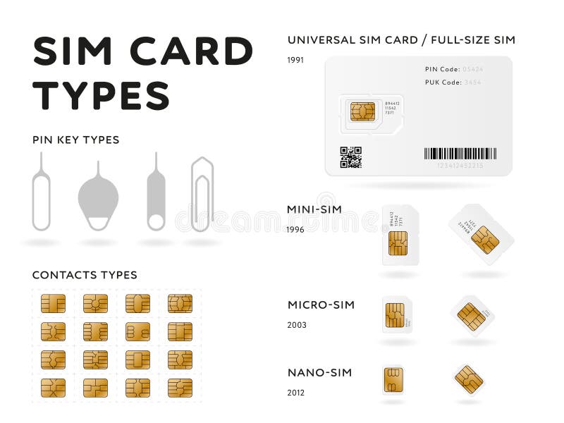 SIM-Karten-Arten Infographics in Der Flachen Art Vektor Abbildung ...