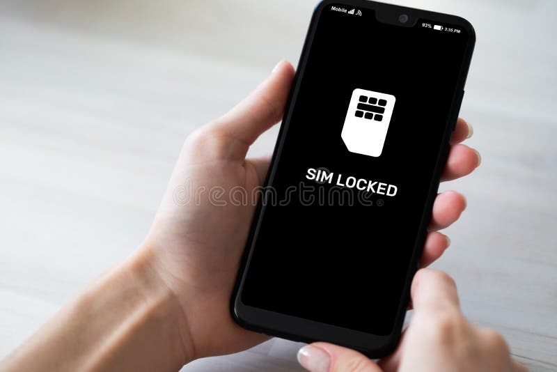 SIM Locked Message on Mobile Phone Screen. Communication Concept. Stock ...