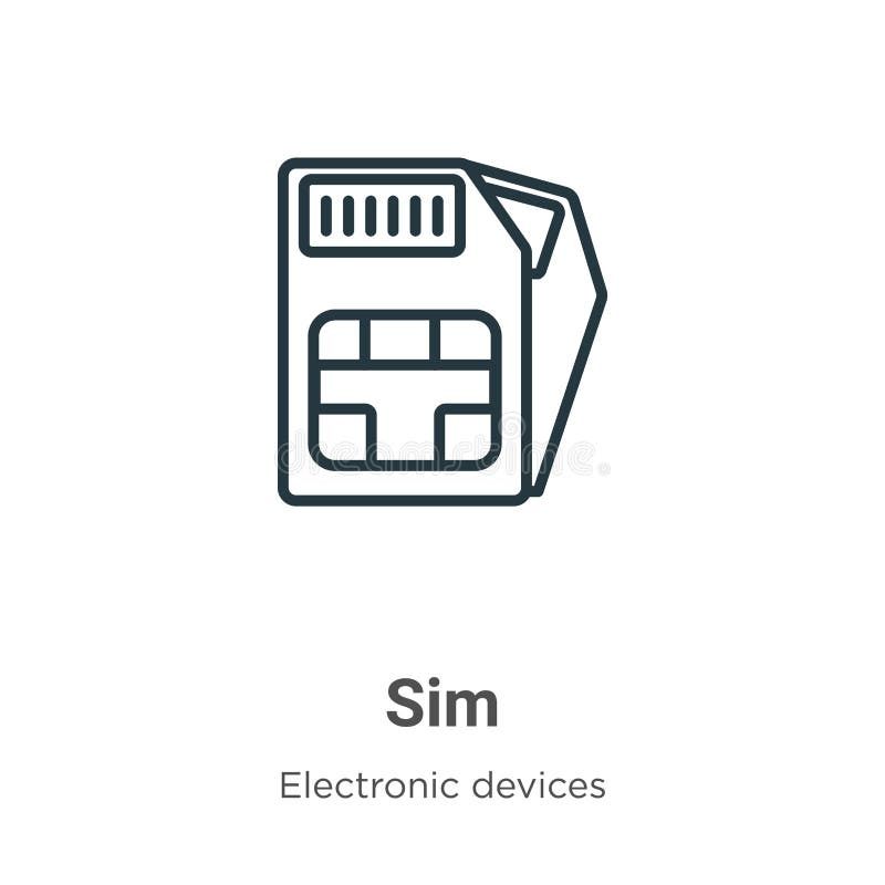 Sim Outline Vector Icon. Thin Line Black Sim Icon, Flat Vector Simple ...