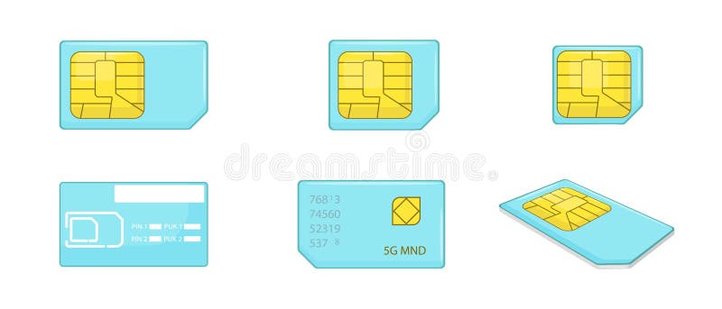 Sim Phone Card Icons Set Cartoon . Mobile Holding Stock Illustration ...