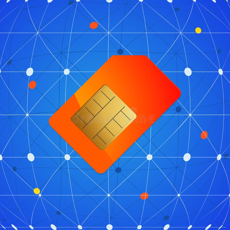 Sim Telephone Card Over Network Background Stock Illustration ...
