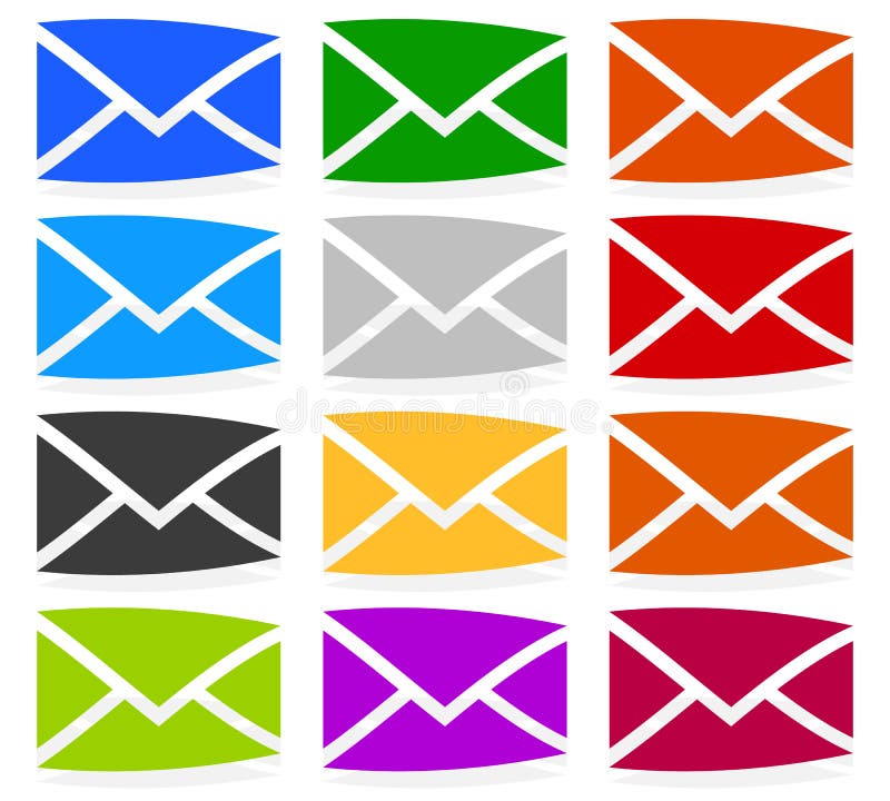 Simboli Della Busta in 12 Colori Come Contatto, Supporto, Icone Del ...