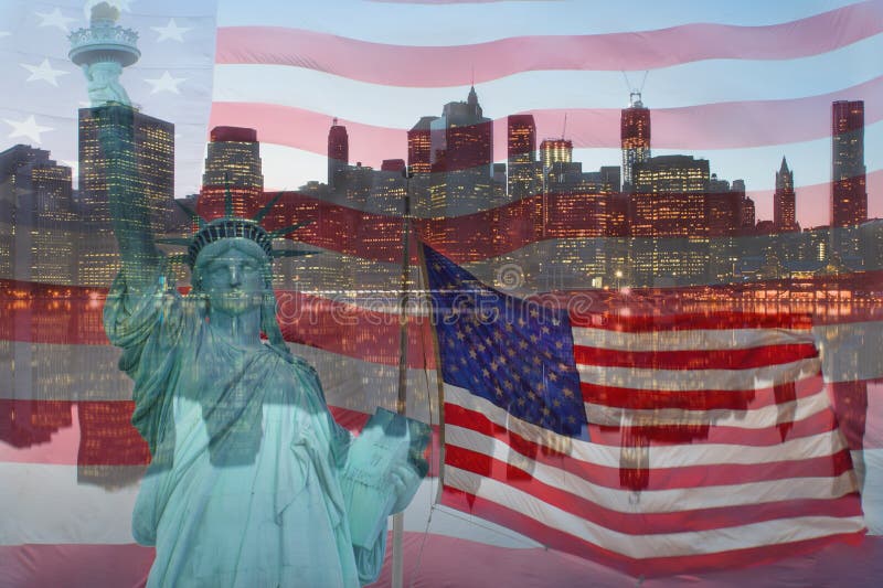 Simboli Di New York. Collage. Fotografia Stock - Immagine di ...