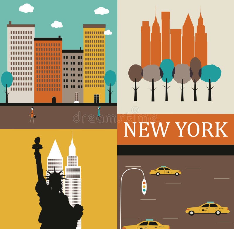 New York. illustrazione vettoriale. Illustrazione di divertimento ...