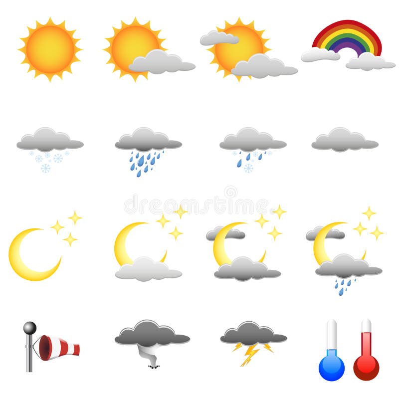 Simboli meteorologici illustrazione vettoriale. Illustrazione di ...