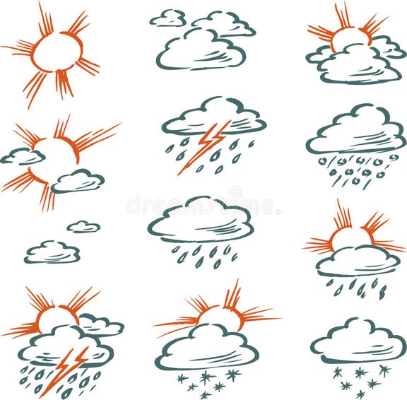 Simboli meteorologici illustrazione vettoriale. Illustrazione di ...