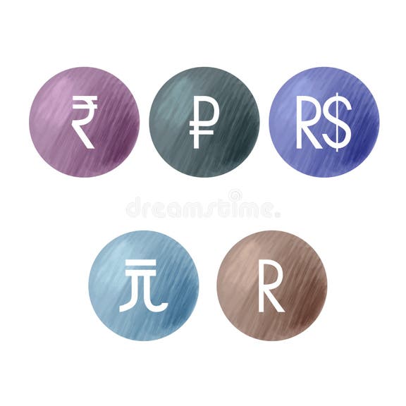 Simboli di valute BRIC illustrazione vettoriale. Illustrazione di ...