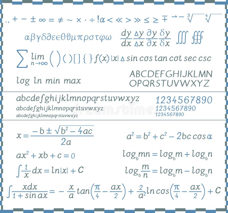 Simboli Matematici, Numeri E Lettere – Scrittura a Mano Illustrazione ...