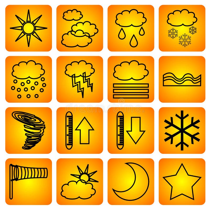 Simboli meteorologici illustrazione vettoriale. Illustrazione di segno ...