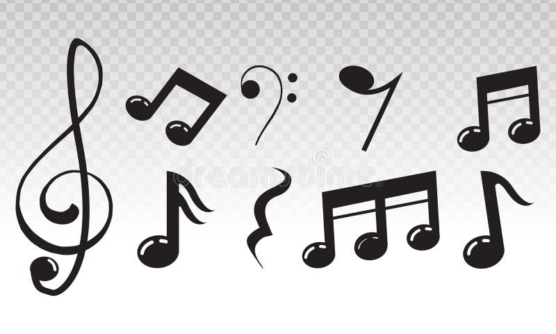 Simboli Musicali O Note Musicali Su Sfondo Trasparente Illustrazione ...