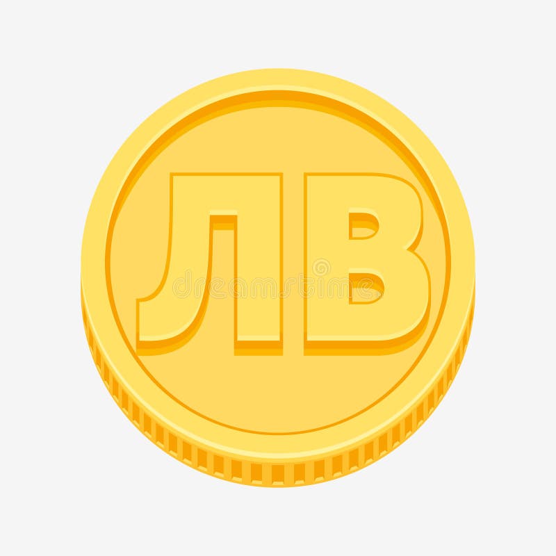 Simbolo Bulgaro Del Lev Sulla Moneta Di Oro Illustrazione Vettoriale ...