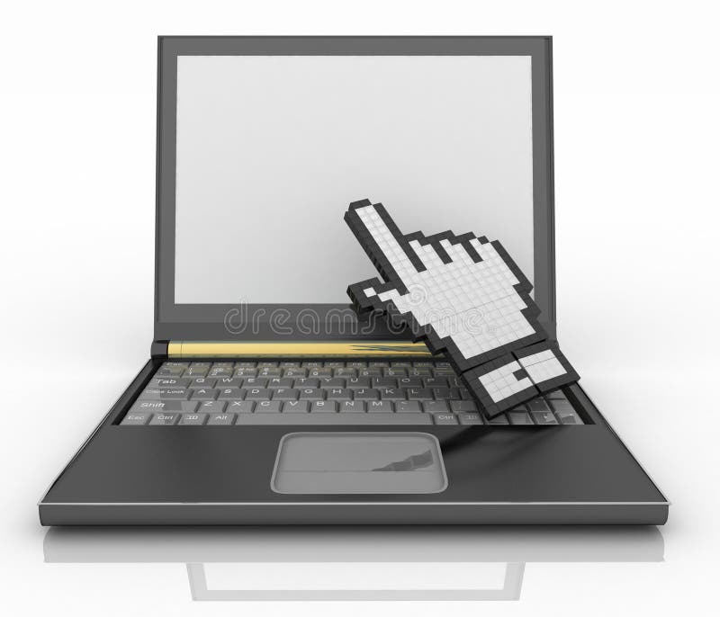 Simbolo Della Mano Sullo Schermo Del Computer Portatile Illustrazione ...