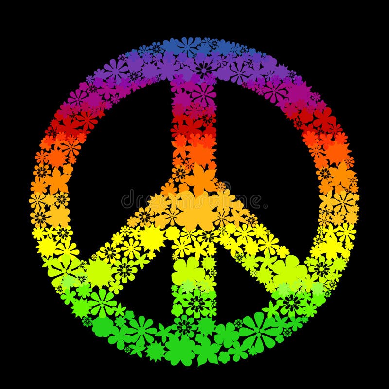 Vettore Di Pace, Segno Del Hippy Fatto Dei Fiori Illustrazione ...