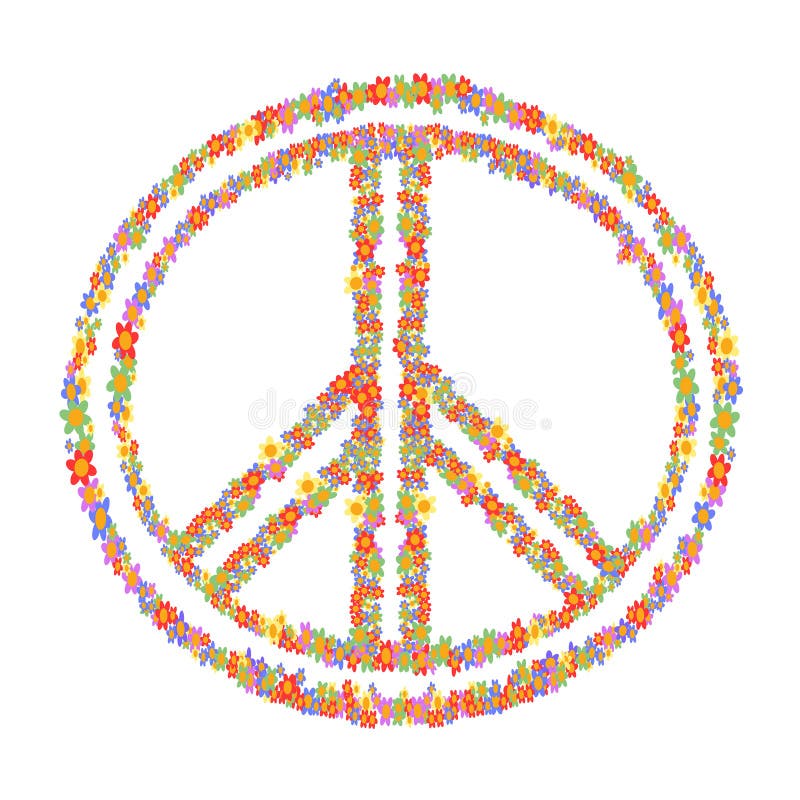 Simbolo di pace floreale illustrazione vettoriale. Illustrazione di ...