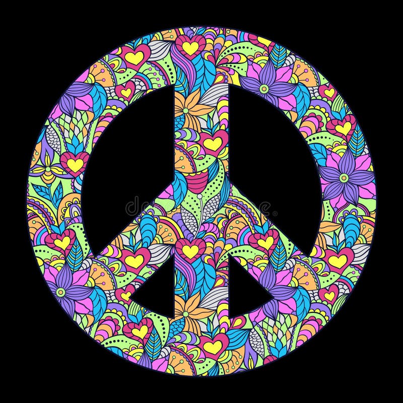 Simbolo Di Pace Su Fondo Bianco Illustrazione Vettoriale ...