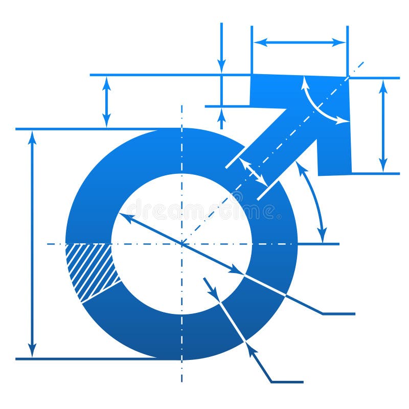 Simbolo Maschio Con Le Linee Di Dimensione Illustrazione Vettoriale ...