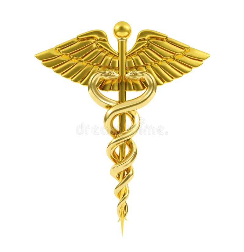 Simbolo Medico Del Caduceus Dorato Illustrazione di Stock ...