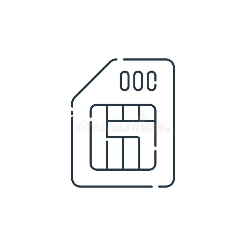 Simcard Icon Vector from Hardware and Technology Concept. Thin Line ...