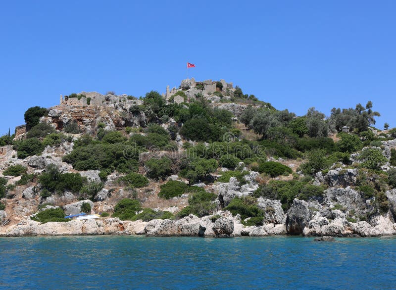 Simena Castle of Kekova stock image. Image of tourism - 103145121