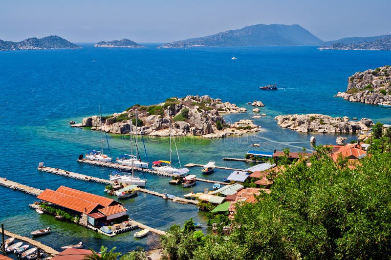 Simena Island With Old Fort, Kekova Stock Photo - Image of ancient ...