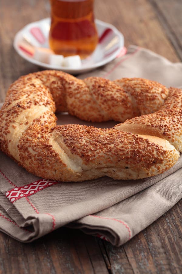 Simit and tea stock photo. Image of closeup, beverage - 25921642