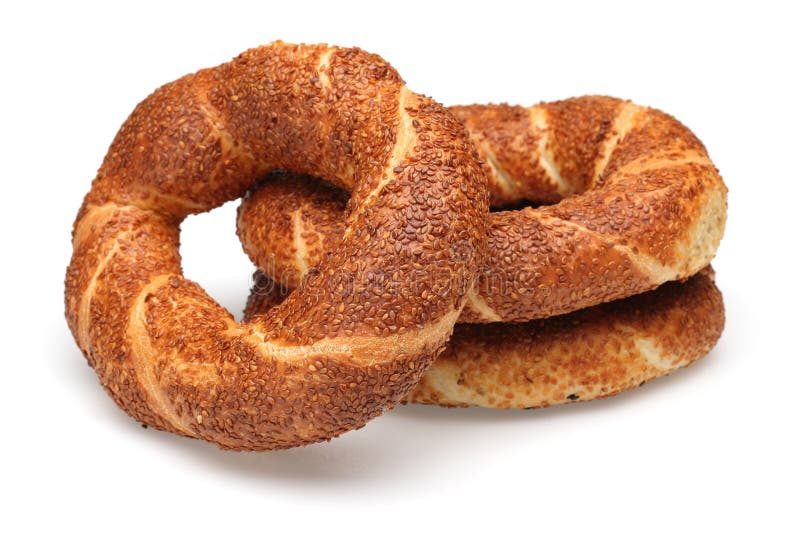 Simit Turkish Bagel Isolated on White Stock Image - Image of nutrition ...
