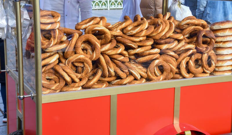 Simit is a Turkish Loop-shaped Bread, Encrusted with Sesame Seeds ...